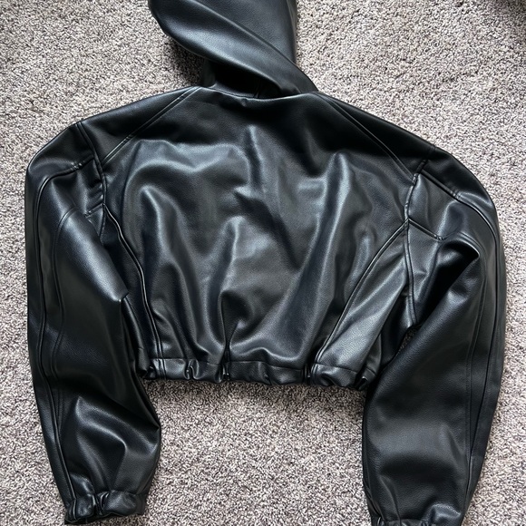 khy | Jackets & Coats | New Khy Faux Leather Cropped Hooded Jacket ...